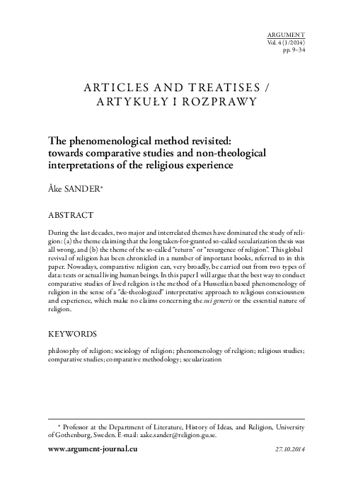 (PDF) The phenomenological method revisited: towards comparative ...