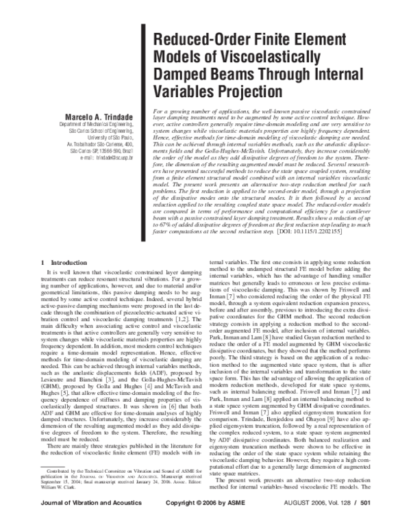 (PDF) Reduced-Order Models for Damped Beams
