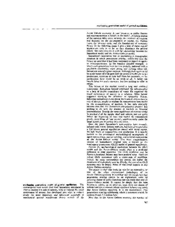 (PDF) The Overlapping Generations Model of General Equilibrium