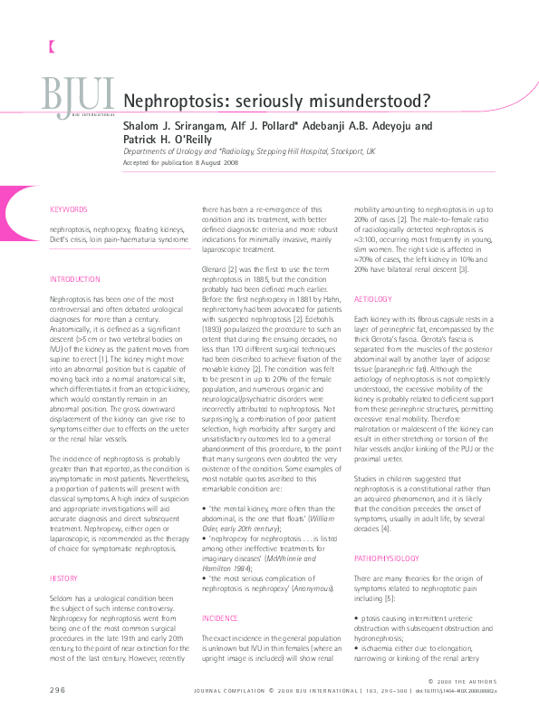 (PDF) Nephroptosis: seriously misunderstood?