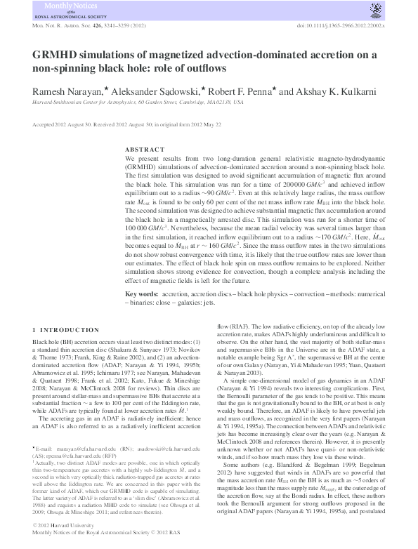 Pdf Grmhd Simulations Of Magnetized Advection Dominated Accretion On A Non Spinning Black Hole