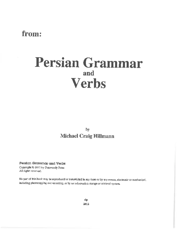 (PDF) Persian Tenses and Moods