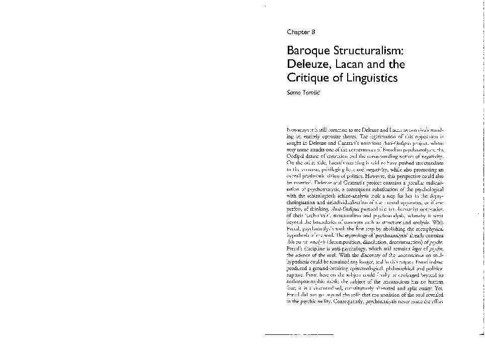 (PDF) Baroque Structuralism. Deleuze, Lacan and the Critique of Linguistics