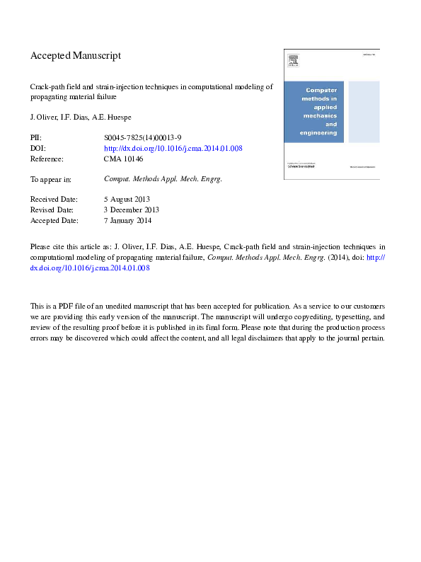 (PDF) Crack-path field and strain-injection techniques in computational modeling of propagating ...