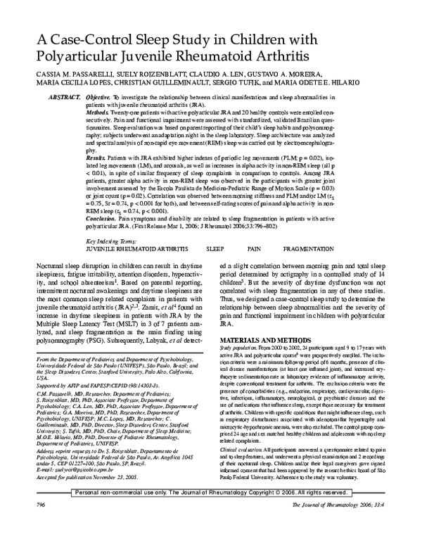 (PDF) A case-control sleep study in children with polyarticular ...