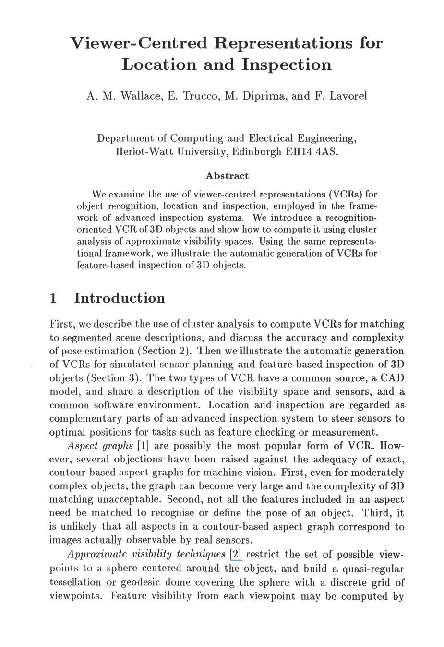 (PDF) Viewer-Centred Representations for Location and Inspection