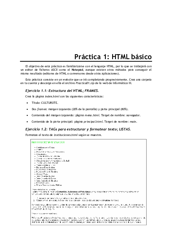 (PDF) Práctica 1: HTML básico