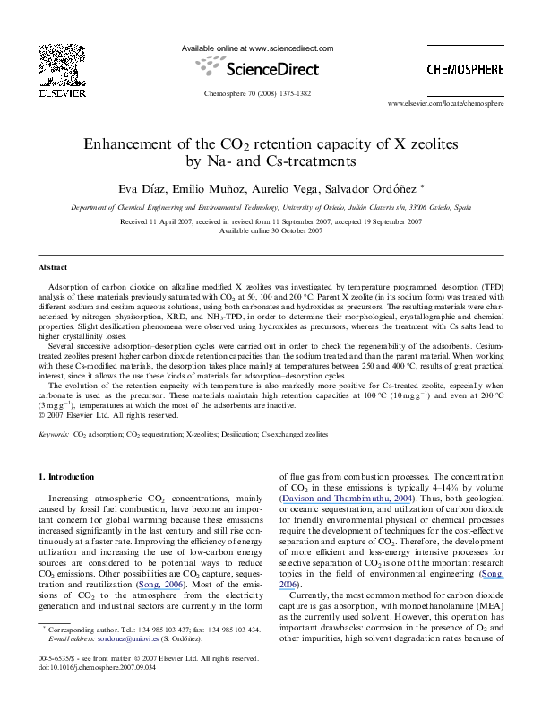 (PDF) Enhancement of the CO2 retention capacity of X zeolites by Na ...