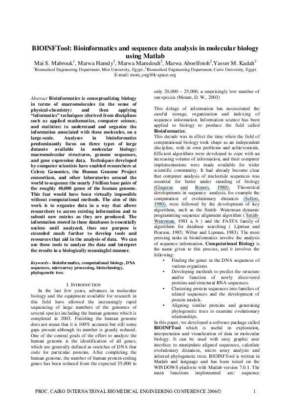 (PDF) BIOINFTool: Bioinformatics and sequence data analysis in ...