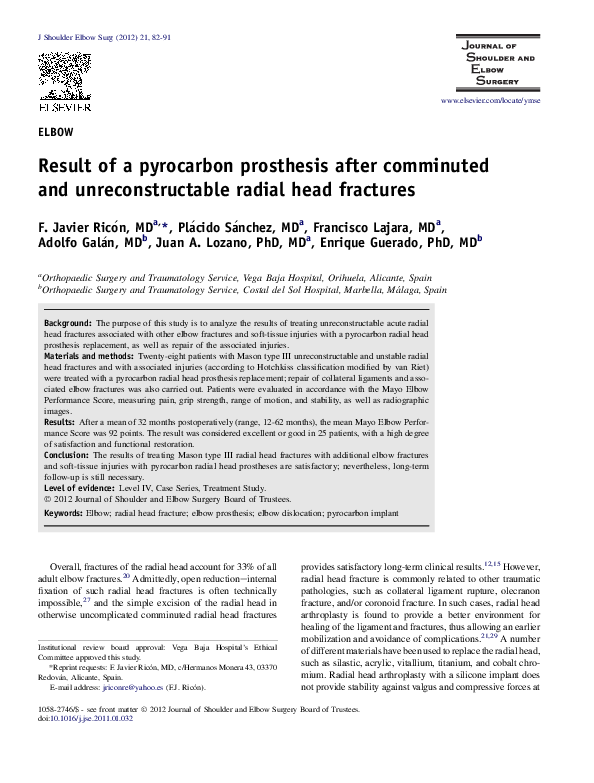 (PDF) Result of a pyrocarbon prosthesis after comminuted and ...