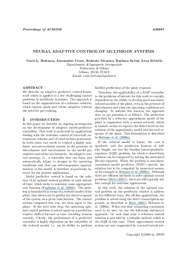 (PDF) Neural adaptive control of multibody systems