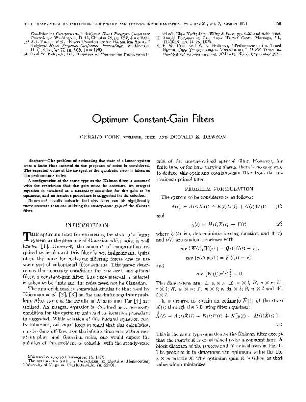 (PDF) Optimum Constant-Gain Filters