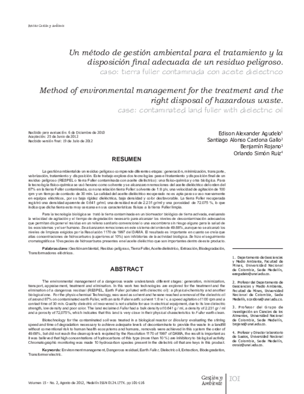 (PDF) Un método de gestión ambiental para el tratamiento y la ...