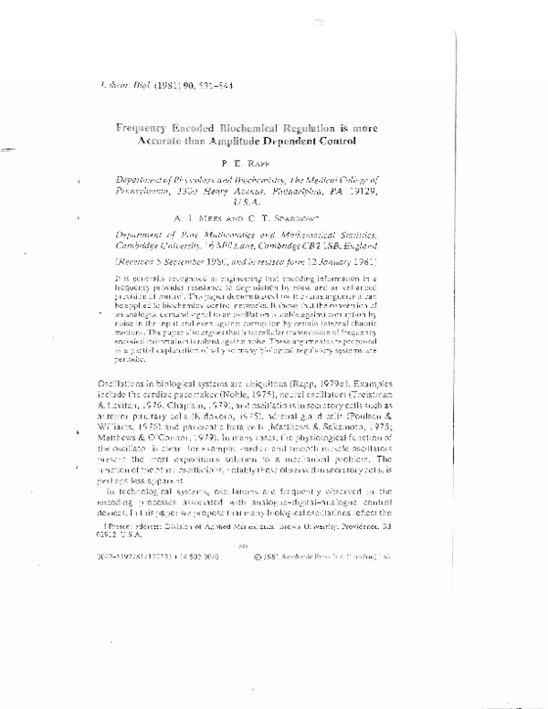 (PDF) Frequency encoded biochemical regulation is more accurate than ...