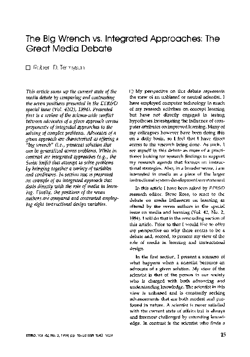 (PDF) The big wrench vs. integrated approaches: The great media debate