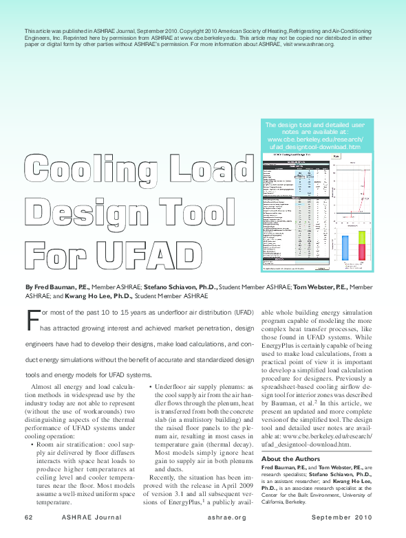 (PDF) Cooling load design tool for UFAD systems