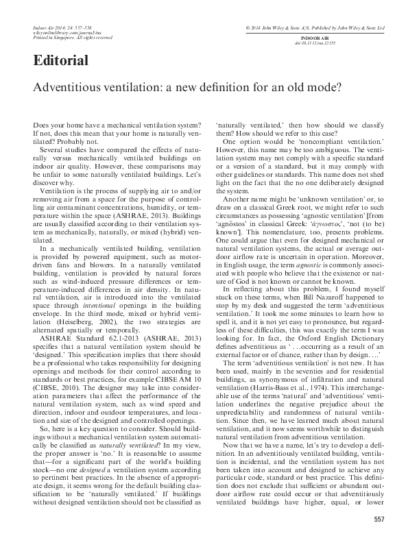(PDF) Editorial Adventitious ventilation: a new definition for an old mode