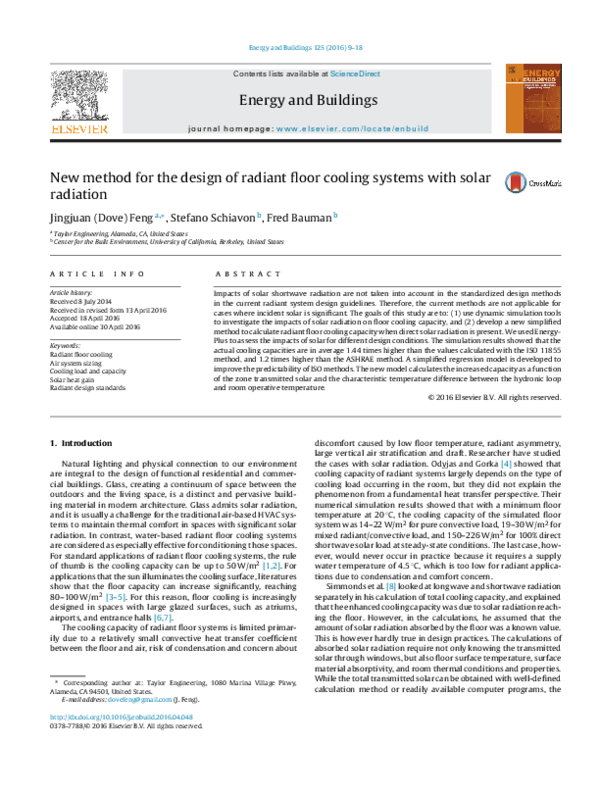 (PDF) New method for the design of radiant floor cooling systems with ...