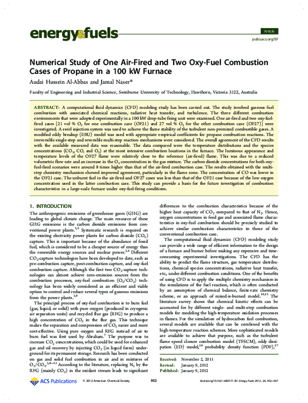 (PDF) Numerical Study of One Air-Fired and Two Oxy-Fuel Combustion ...