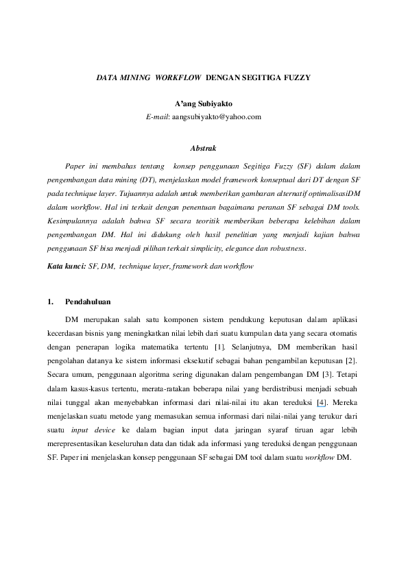 (PDF) Data Mining Workflow dengan Segitiga Fuzzy