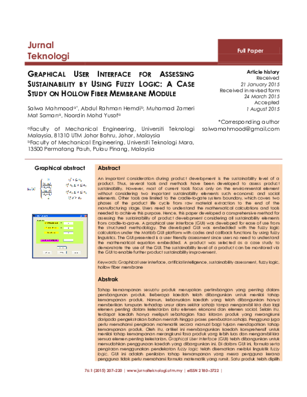 (PDF) GRAPHICAL USER INTERFACE FOR ASSESSING SUSTAINABILITY BY USING ...