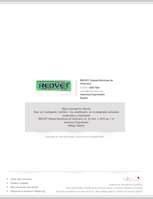 (PDF) Redalyc.Tipos de Investigación científica: Una simplificación de la complicada incoherente ...