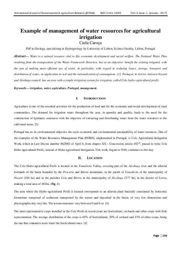 (PDF) Example of management of water resources for agricultural irrigation