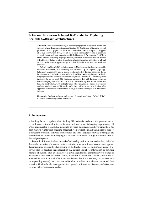(PDF) A Formal Framework based K-Maude for Modeling Scalable Software Architectures