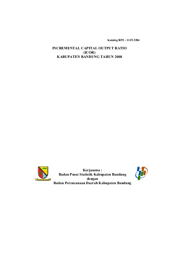 (PDF) INCREMENTAL CAPITAL OUTPUT RATIO (ICOR) KABUPATEN BANDUNG TAHUN 2008
