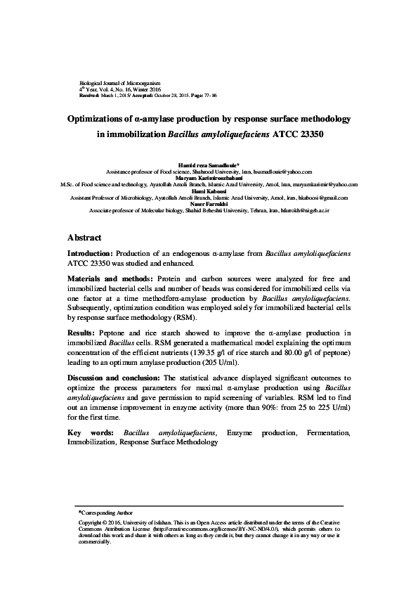 (PDF) Optimizations of Î±-amylase production by response surface methodology in immobilization ...