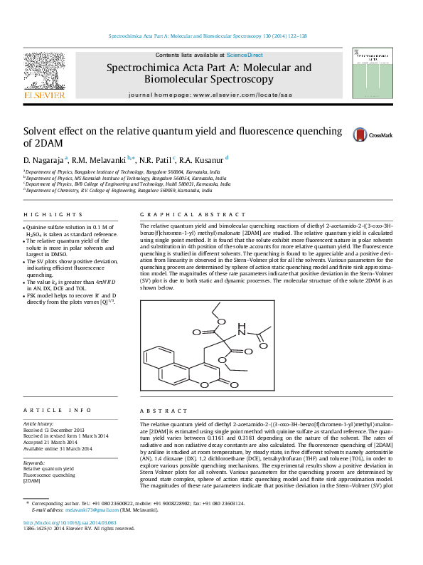 (PDF) Solvent effect on the relative quantum yield and fluorescence ...