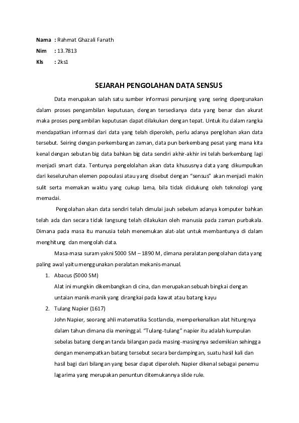 (PDF) SEJARAH PENGOLAHAN DATA SENSUS
