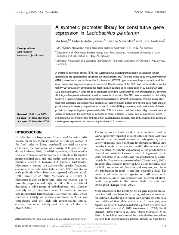 (PDF) A synthetic promoter library for constitutive gene expression in ...