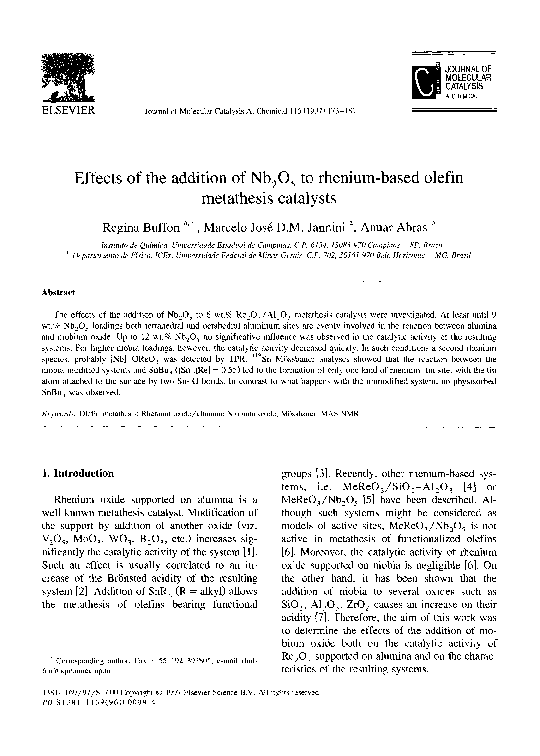 (PDF) Effects of the addition of Nb2O5 to rhenium-based olefin ...