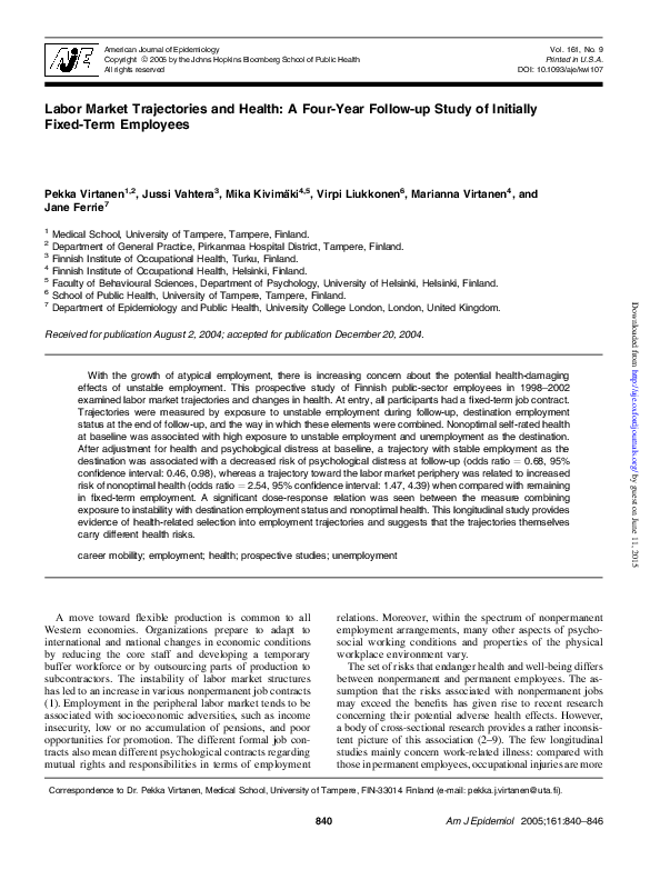 (PDF) Labor Market Trajectories and Health: A Four-Year Follow-up Study ...