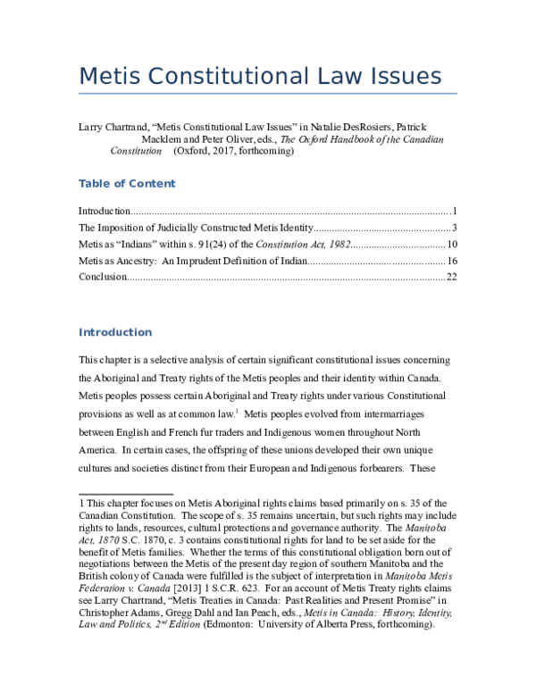 (DOC) Metis Constitutional Law Issues