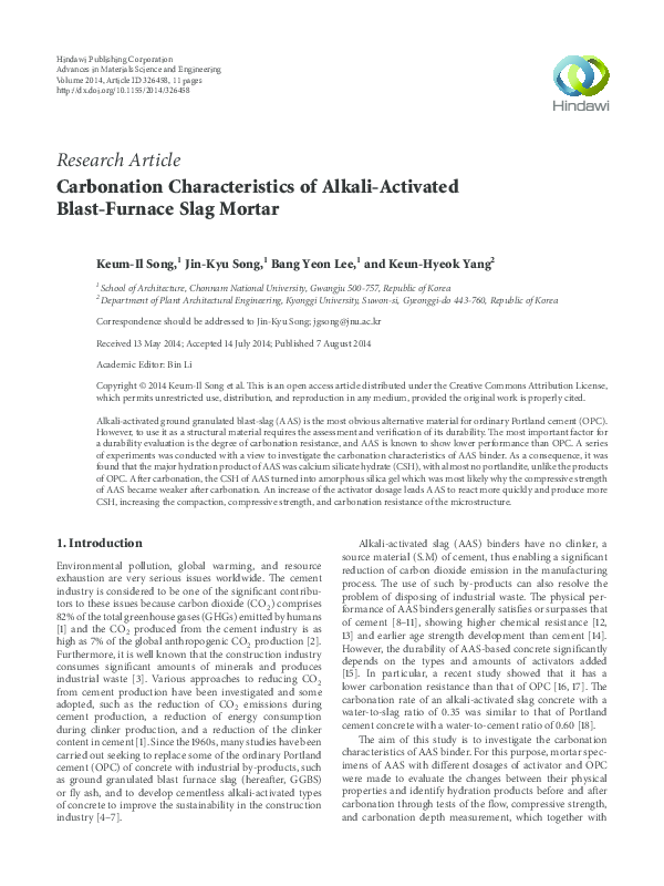 (PDF) Alkali activation of mortars containing different replacement levels of ground granulated ...