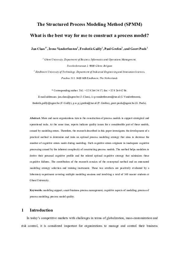 (PDF) The Structured Process Modeling Method (SPMM) - What is the best ...