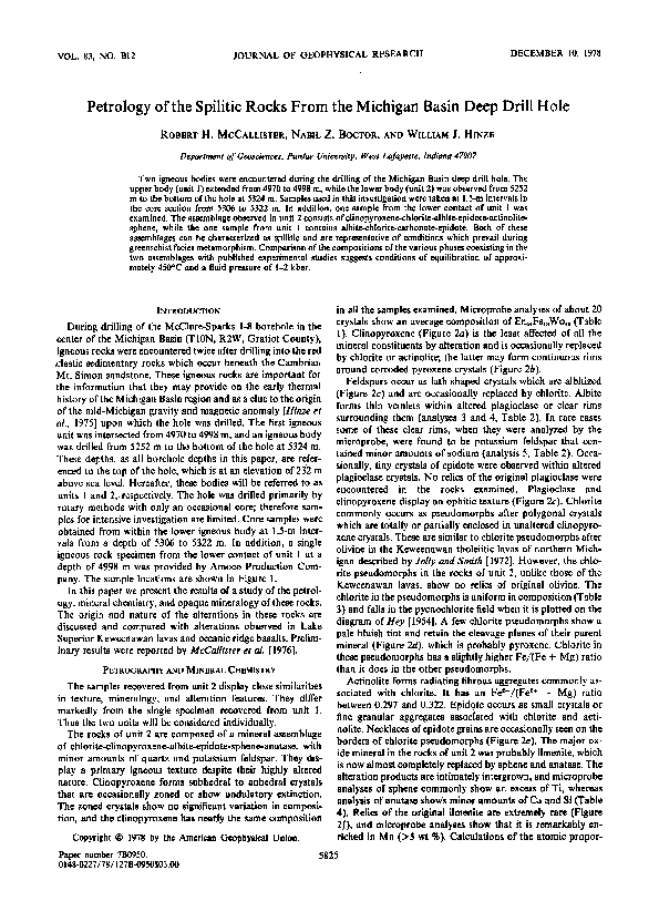 (PDF) Petrology of the spilitic rocks from the Michigan Basin Deep ...