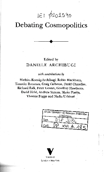 (PDF) Debating Cosmopolitics