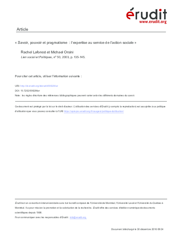 (PDF) Rachel Laforest et Michael Orsini - Savoir, pouvoir et ...