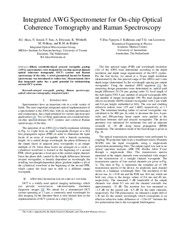 (PDF) Integrated AWG spectrometer for on-chip optical coherence ...