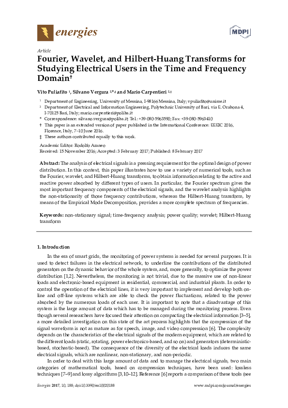 (PDF) Fourier, Wavelet, and Hilbert-Huang Transforms for Studying Electrical Users in the Time ...