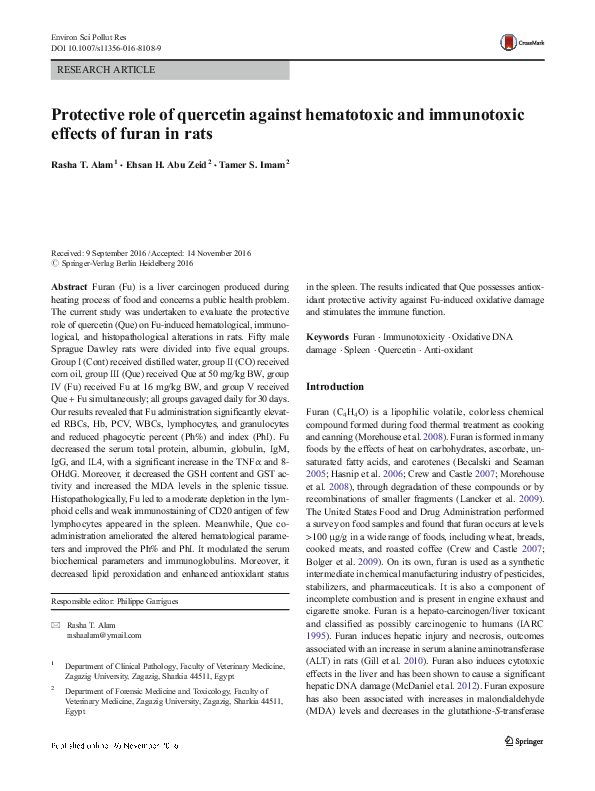 (PDF) Protective role of quercetin against hematotoxic and immunotoxic ...
