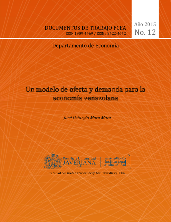 (PDF) Un modelo de oferta y demanda para la economía venezolana. * An ...