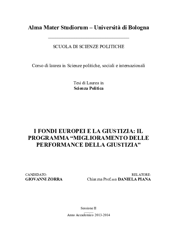 (PDF) I FONDI EUROPEI E LA GIUSTIZIA: IL PROGRAMMA " MIGLIORAMENTO ...