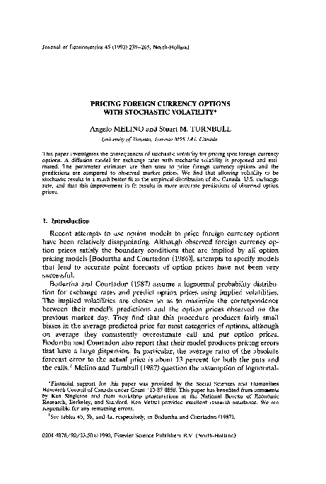 Pdf Pricing Foreign Currency Options With Stochastic Volatility