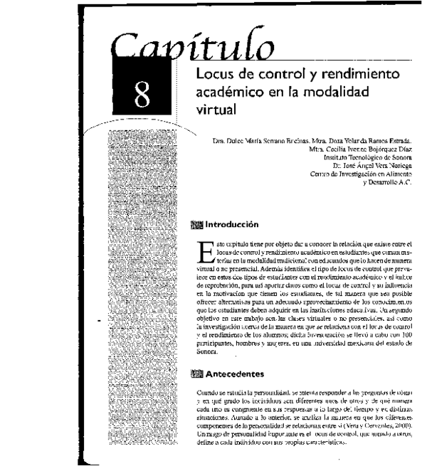 (PDF) Locus de control y rendimiento académico en la modalidad virtual.