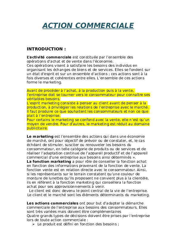 (DOC) ACTION COMMERCIALE