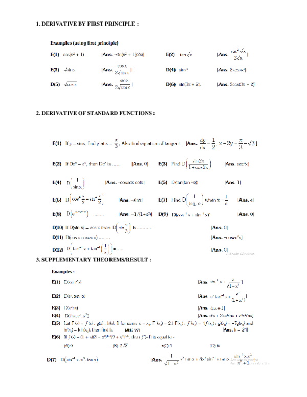 basic examples of differentiation